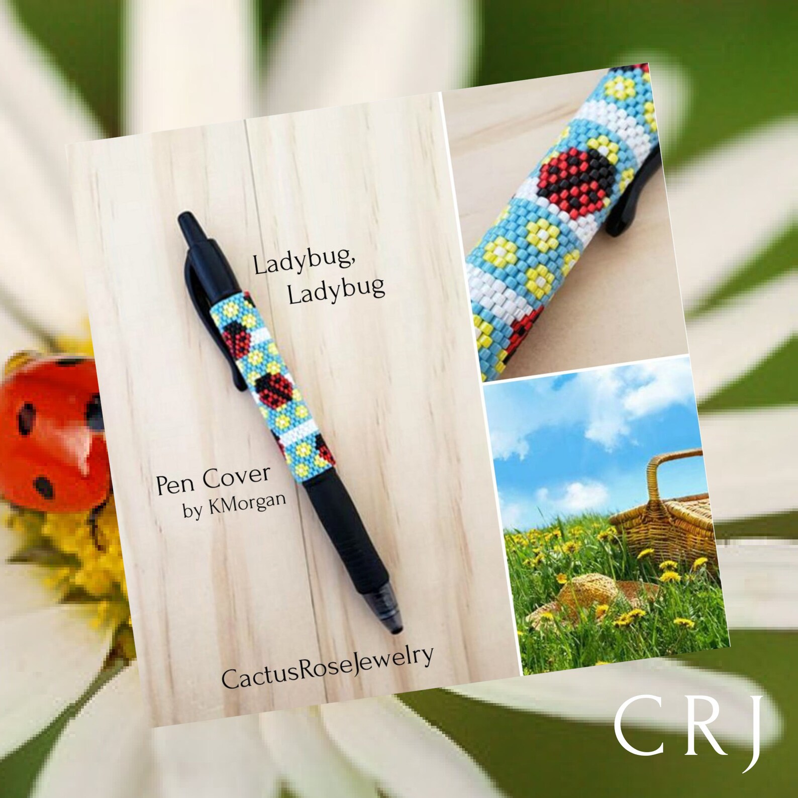 Ladybug Ladybug Odd Count Peyote Pen Cover, Pdf Pattern, Pen Wrap, Pen ...