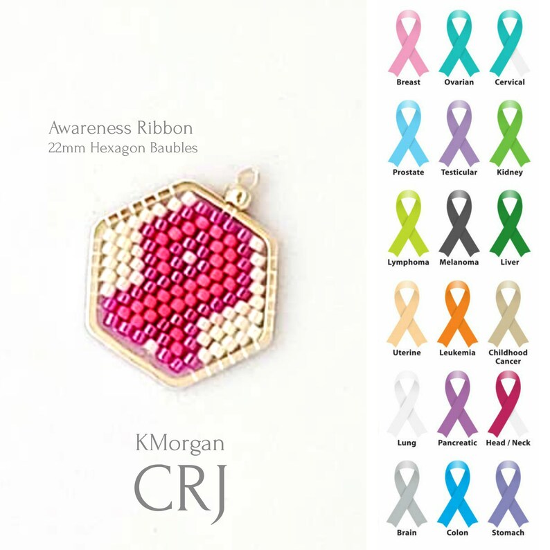 Awareness Ribbon 22mm Hexagon Bauble Pattern Odd Count Peyote - Etsy