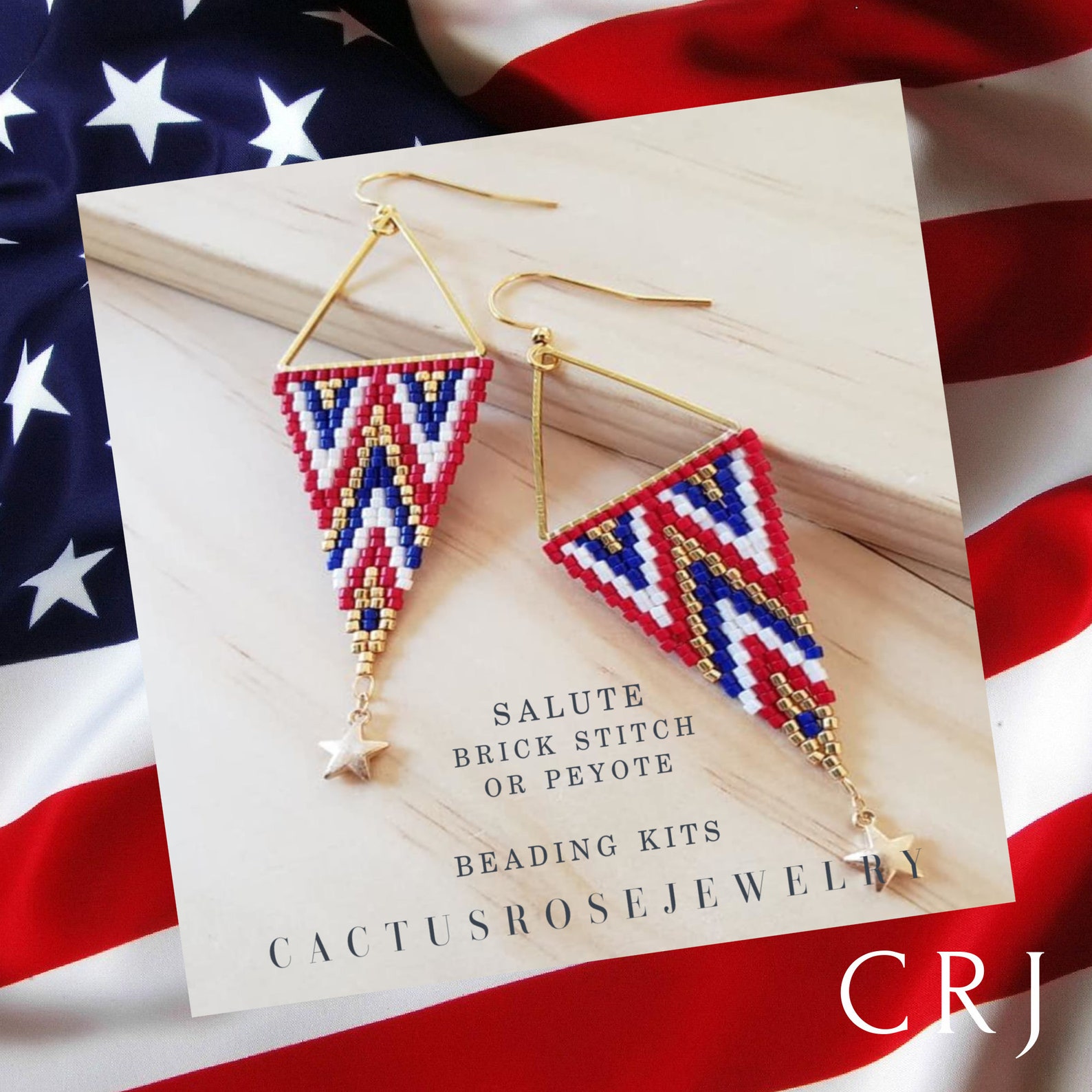 SALUTE Earring Kit Brick Stitch or Two Drop Peyote 24mm - Etsy