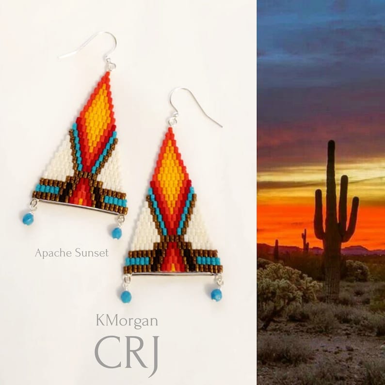 Apache Sunset Triangle Compilation Earrings 2 Drop Peyote - Etsy