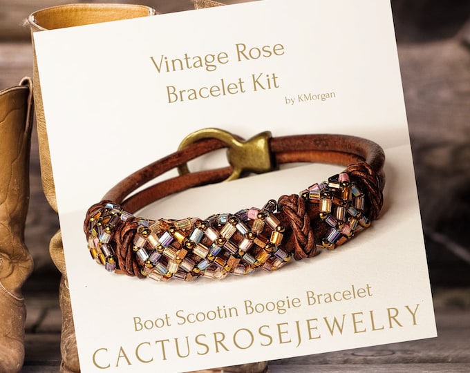 Vintage Rose, Boot Scootin Boogie Leather Bracelet KIT by Kmorgan CRJ ...