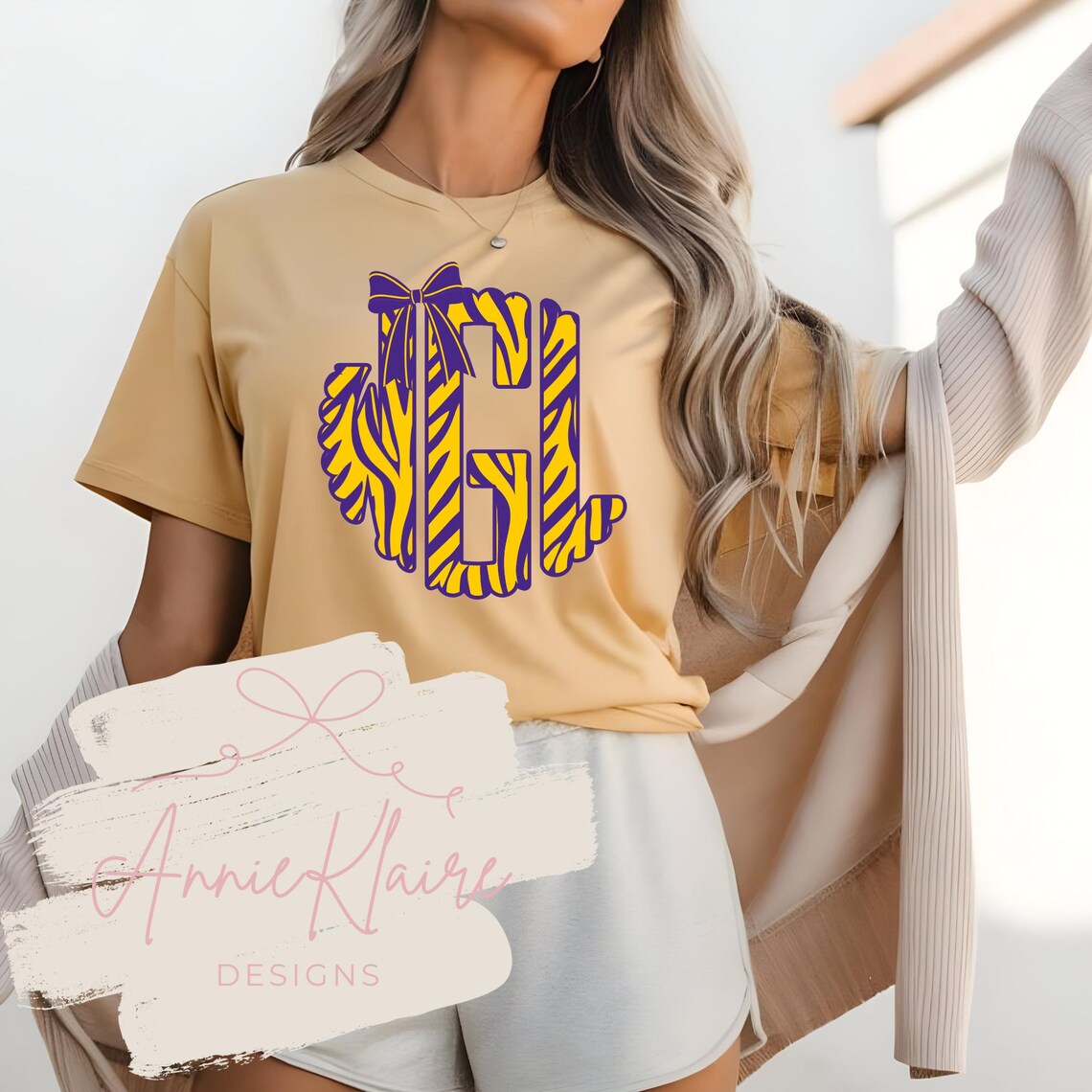 Tiger Stripe Monogram Png, Purple and Gold Monogram, Lsu Png, Tigers ...