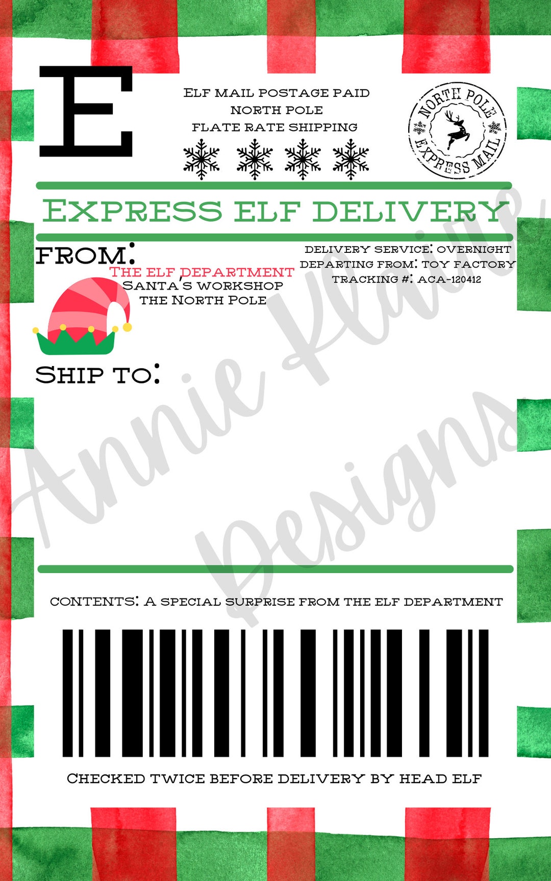 Elf Shipping Label & Letter PNG Digital File - Etsy