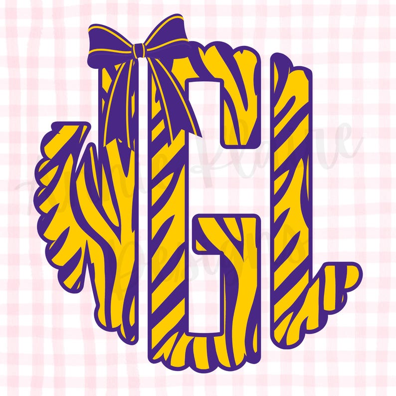 Tiger Stripe Monogram Png, Purple and Gold Monogram, Lsu Png, Tigers ...