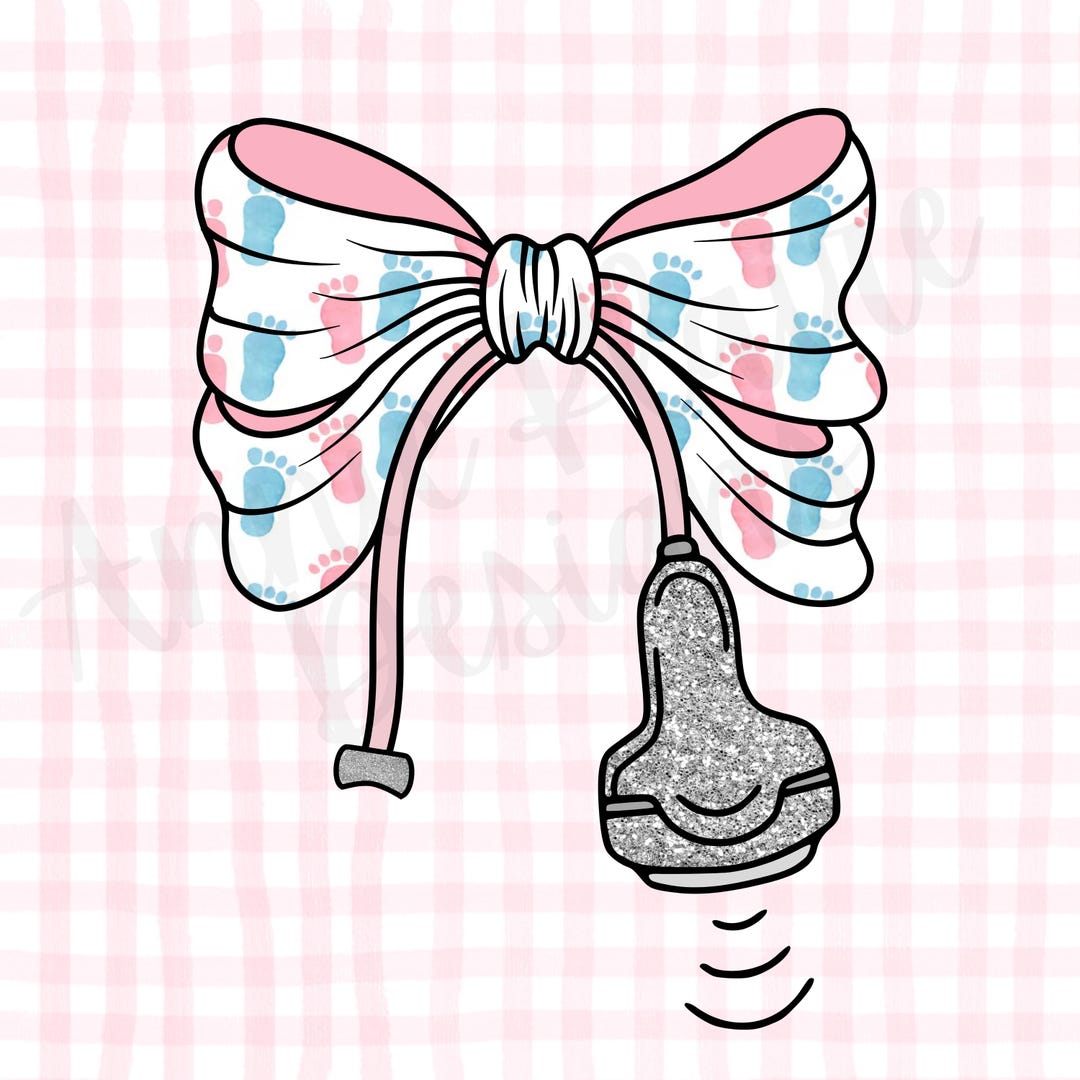 Ultrasound Tech Bow With Glitter Png, Coquette Ultrasound Png ...