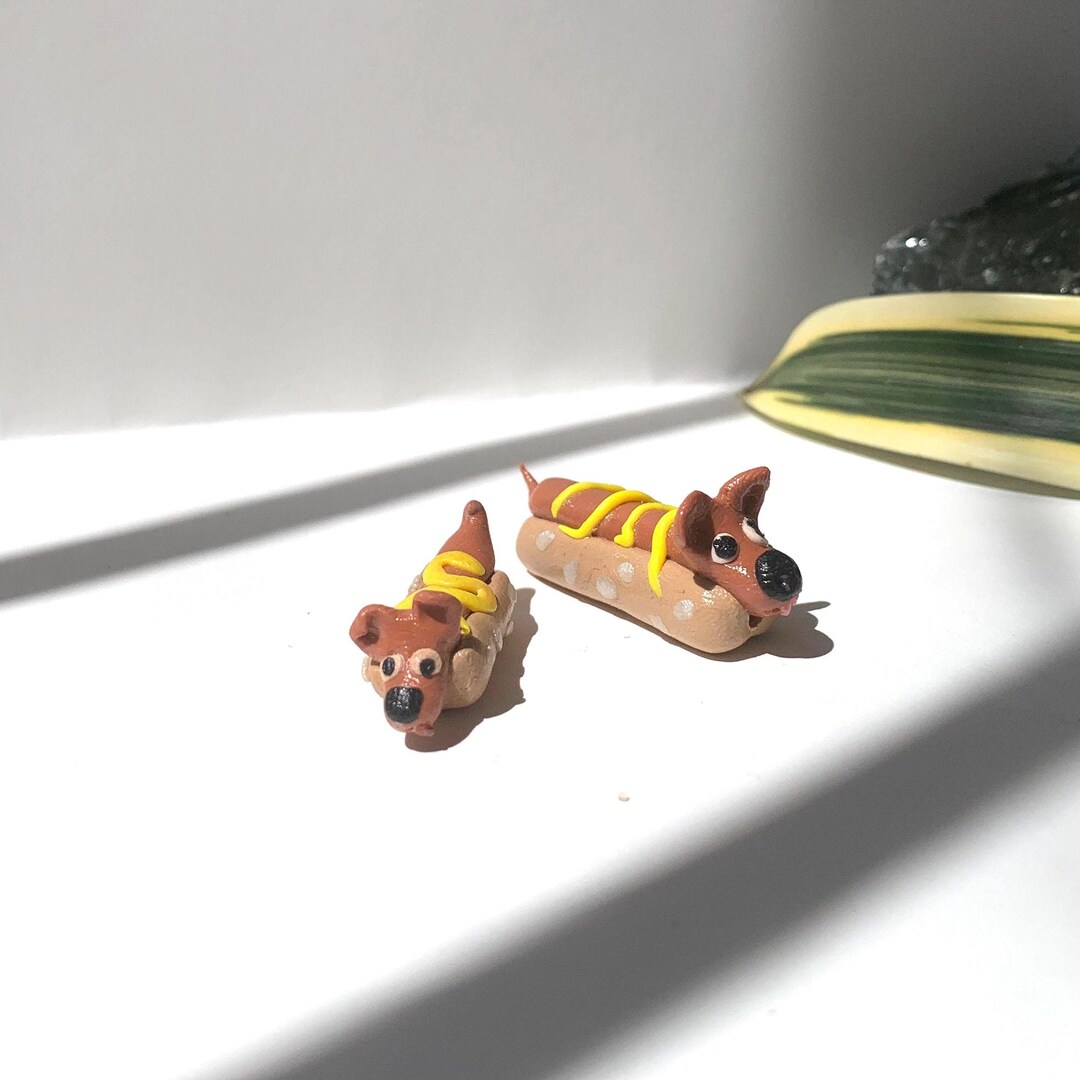 Miniature Ceramic Weiner Dog, Tiny Hot Dog, Garden Accessory, Tiny Creatures for Terrarium ...