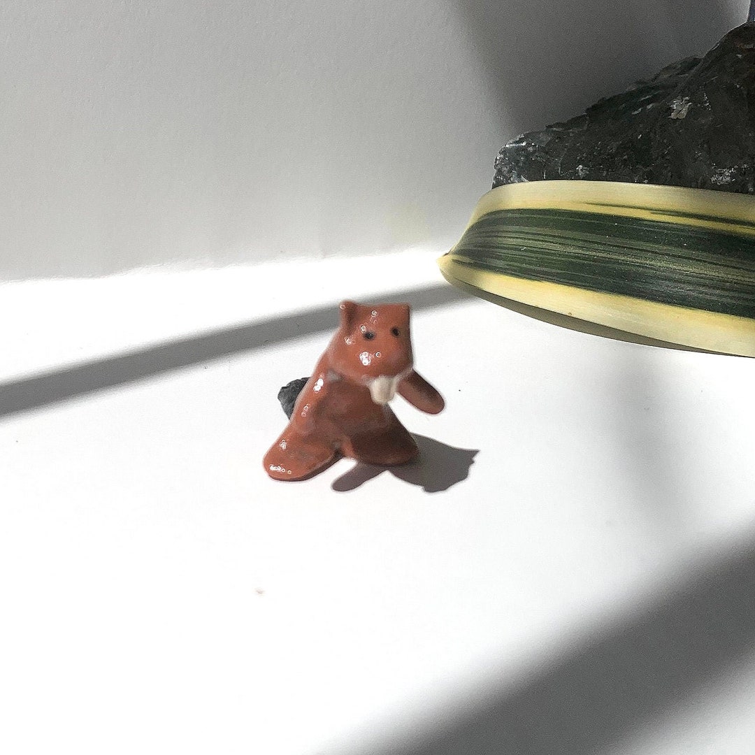 Miniature Clay Beaver, Miniature Clay Slug With Shell, Fairy Garden ...