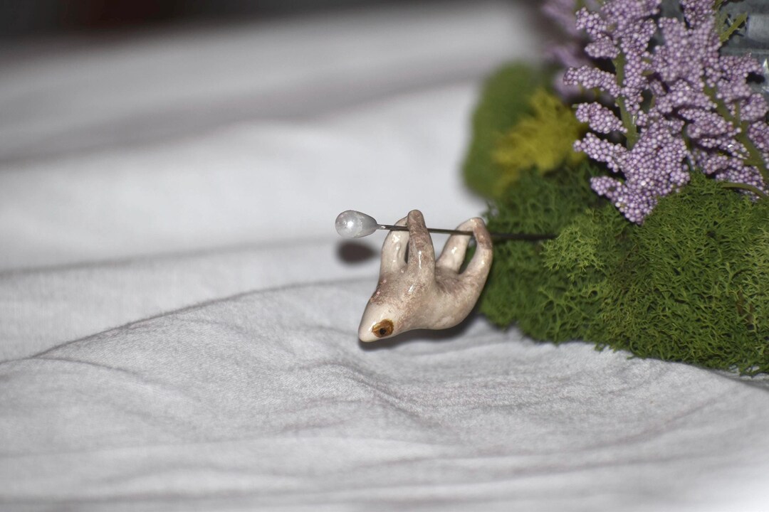 Miniature Ceramic Sloth, Fairy Garden Accessory, Tiny Creatures for ...