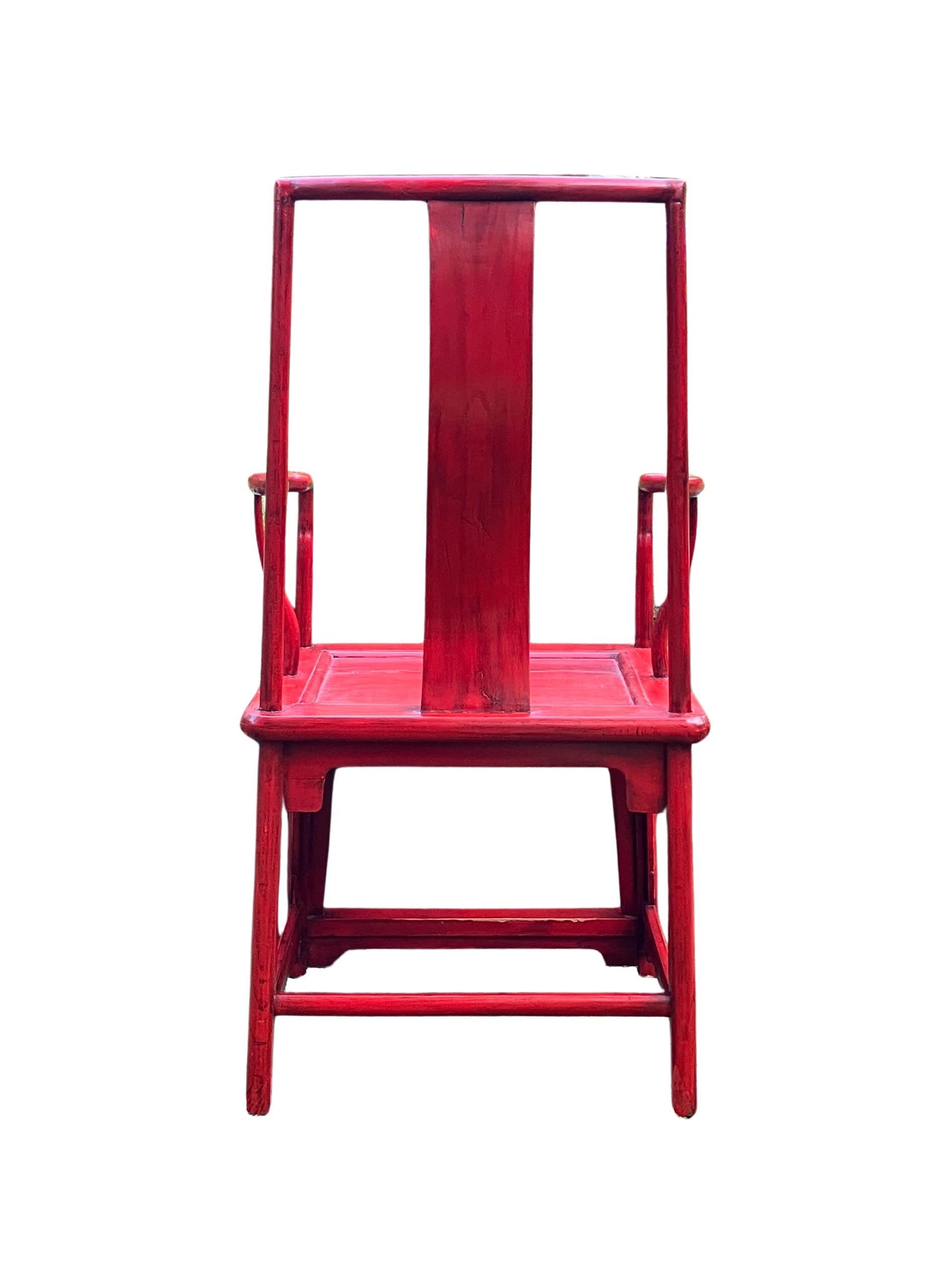 Vintage Chinese Ming-style Red Lacquer Wood High Back Armchair - Etsy