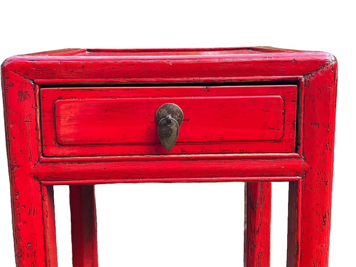 Antique Chinese Country-style Red Lacquer Tea Stand Night - Etsy