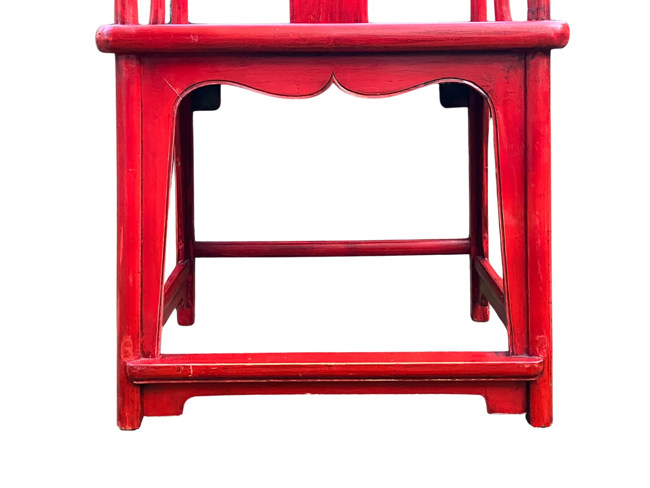 Vintage Chinese Ming-style Red Lacquer Wood High Back Armchair - Etsy