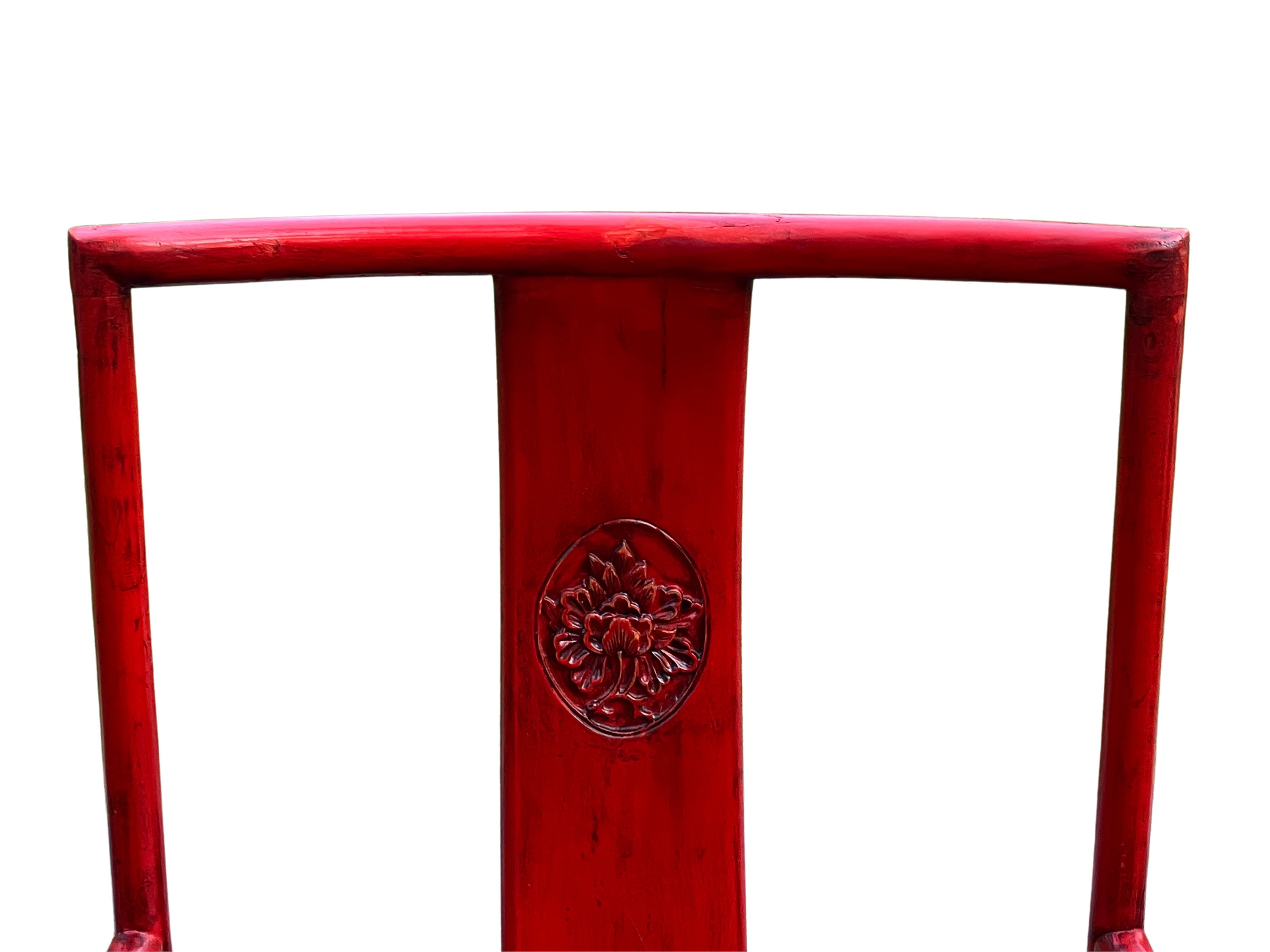 Vintage Chinese Ming-style Red Lacquer Wood High Back Armchair - Etsy