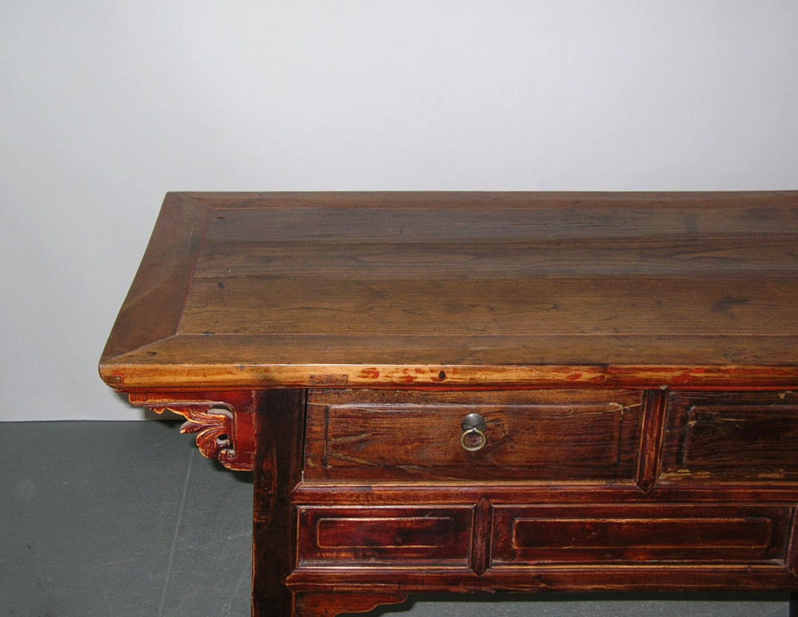 Qing Dynasty Elegant Chinese Side Desk With Two Drawers - Etsy