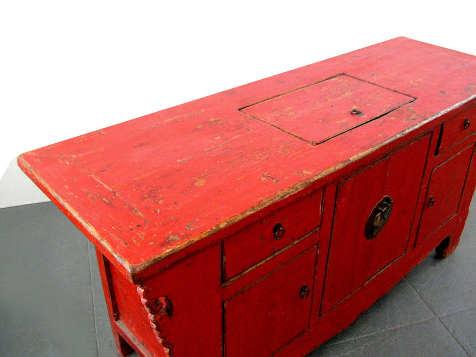Large Antique Chinese Northern Country-style Red Lacquer Sideboard - Etsy