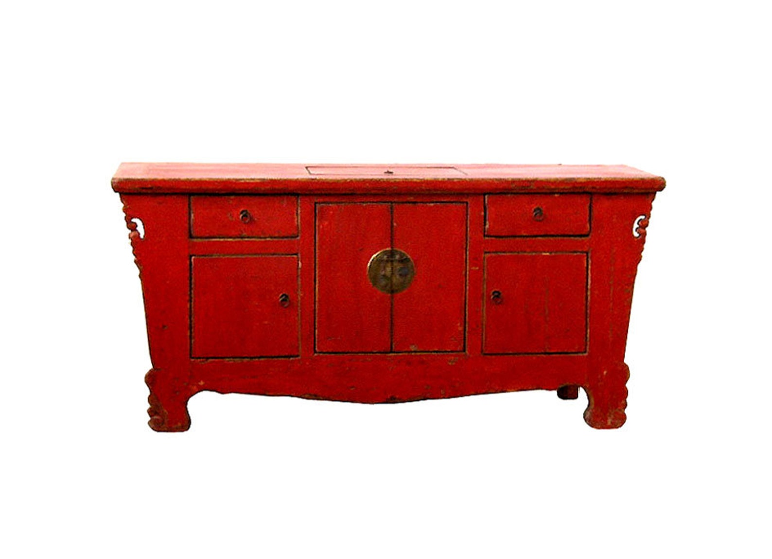 Large Antique Chinese Northern Country-style Red Lacquer Sideboard - Etsy