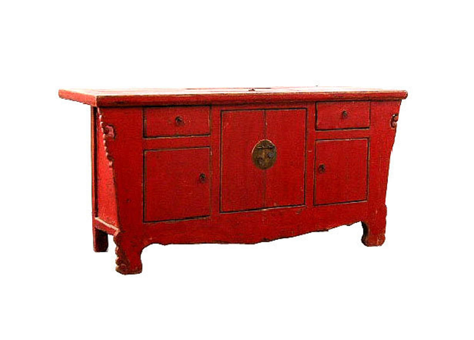 Large Antique Chinese Northern Country-style Red Lacquer Sideboard - Etsy