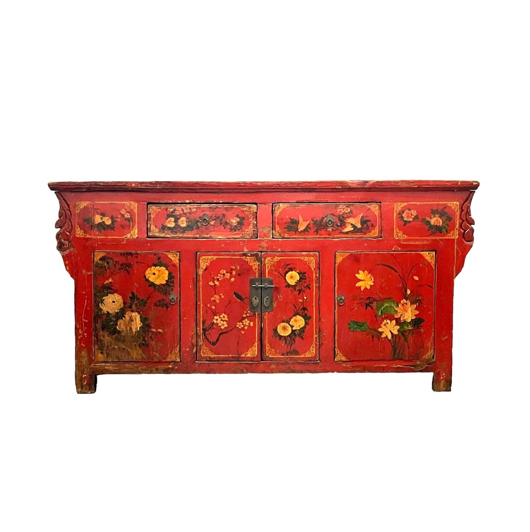 Rare and Unusual Antique Chinese Lacquer Painted Wedding Chest ...