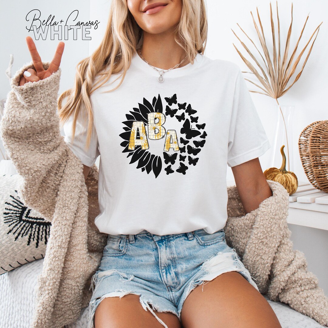 Butterflly-top and Floral ABA Therapy Tee, Aba Therapy T-shirt, Rbt Top ...