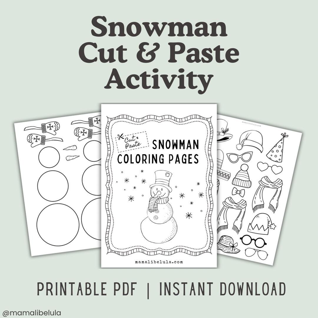 Snowman Cut & Paste Activity for Kids | Holiday Craft Printable ...