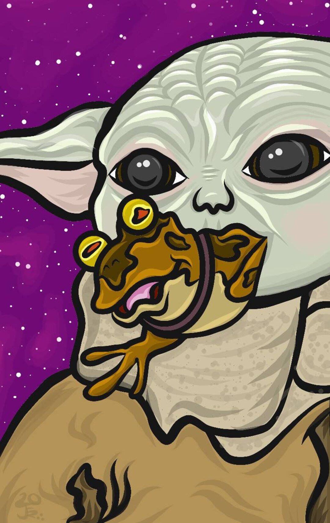 Digital Painting of a Little Green Dude That Loves Frogs by Jessejfr - Etsy