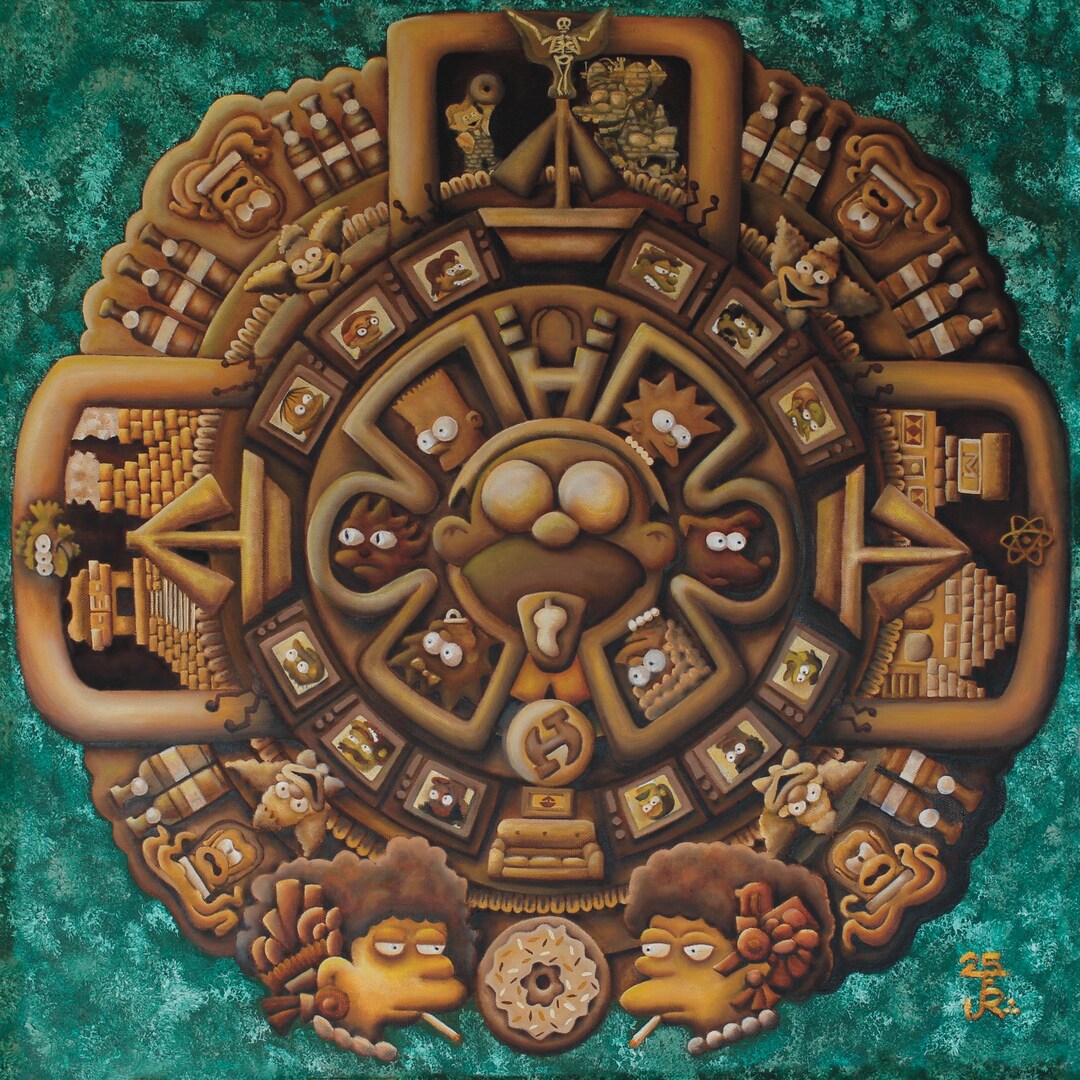 Springfield Mayan Calendar Oil Painting , Pop Culture Mayan Themed ...