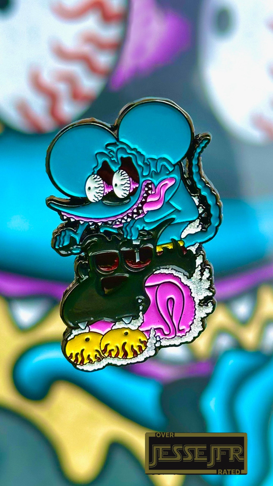 Rat Fink / Itchy & Scratchy Enamel Pin From Painting by Jessejfr - Etsy