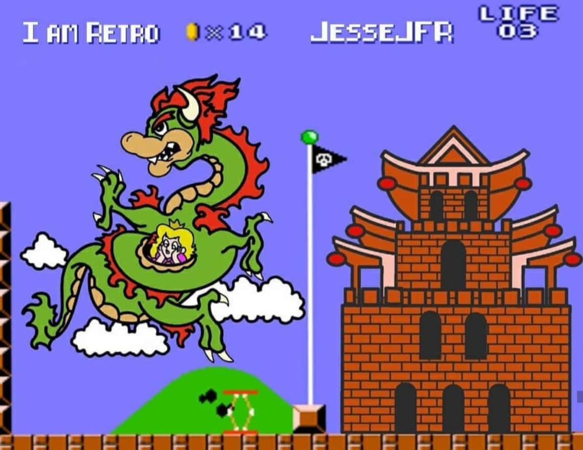 Chinese Bowser Dragon Super Mario 8x10 Canvas Print From Oil - Etsy