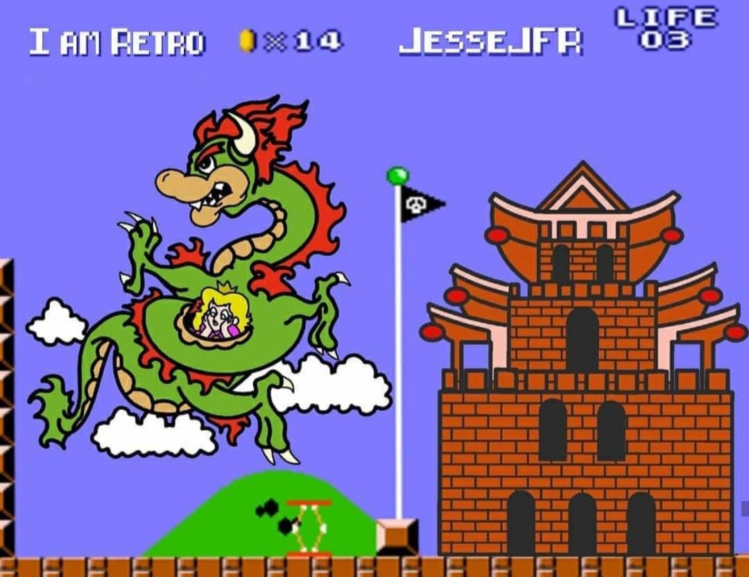 Chinese Bowser Dragon Super Mario 8x10 Canvas Print From Oil | Etsy