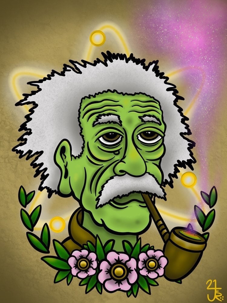 Albert Einstein Smoking Pipe Colorful Smoke