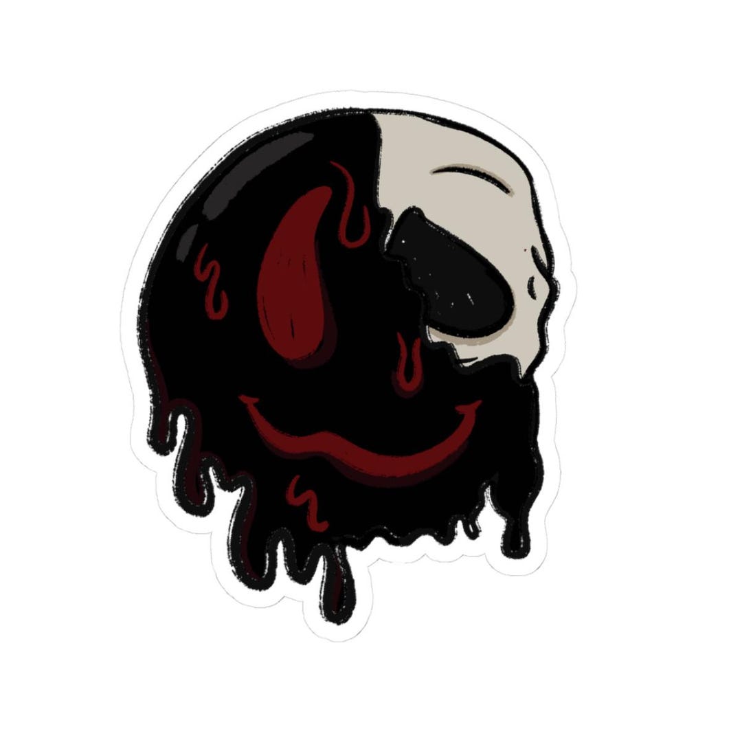 Drippy Skull Smiles Kiss-cut Sticker | Red Black Goth Punk - Etsy