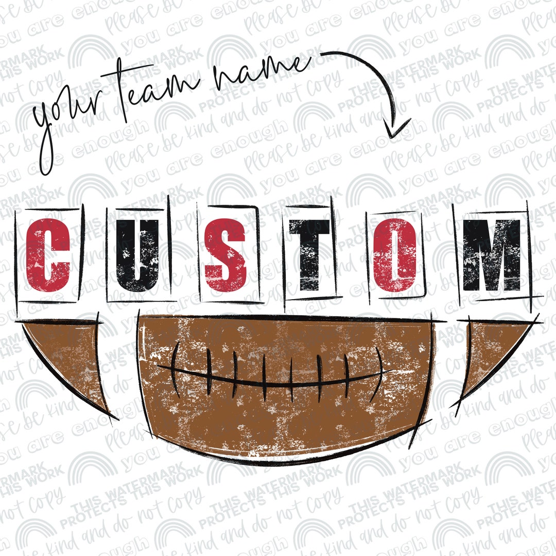 Custom Team Name Hand Drawn Football PNG - Etsy
