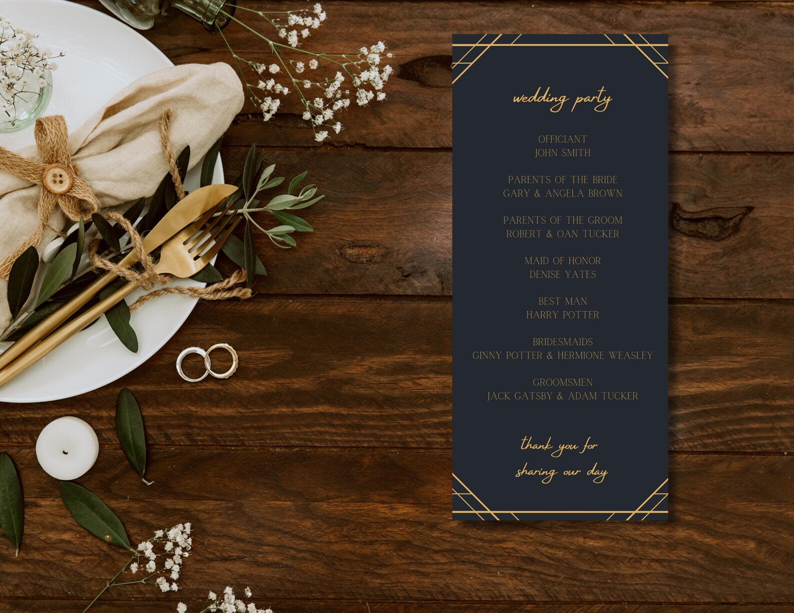 Art Deco Wedding Program Template, Printable Wedding Program, Black ...