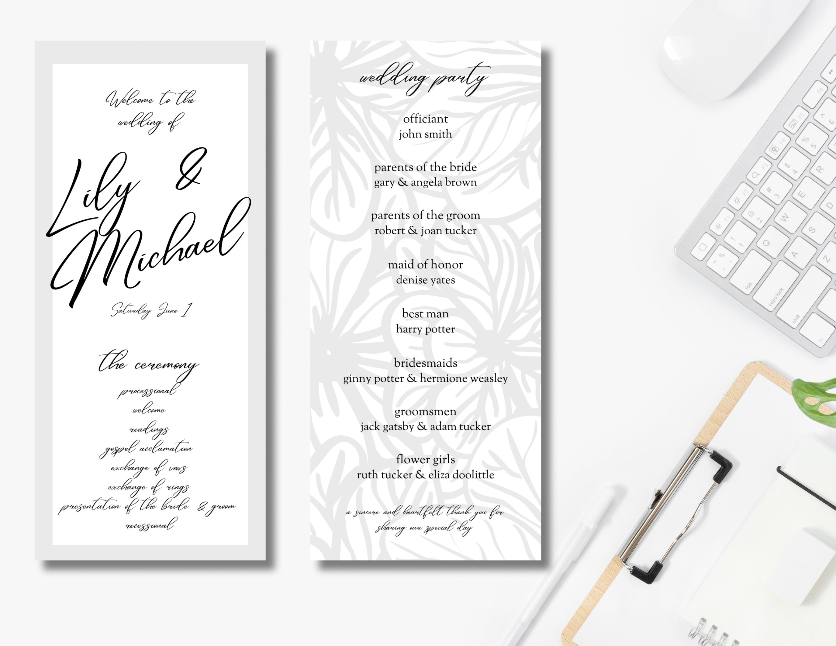Minimalist Floral Wedding Program Template (digital Download) - Etsy