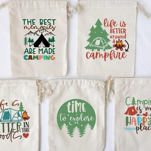 Camping Party Favor Bags and Tags Personalized set of 6 - Etsy