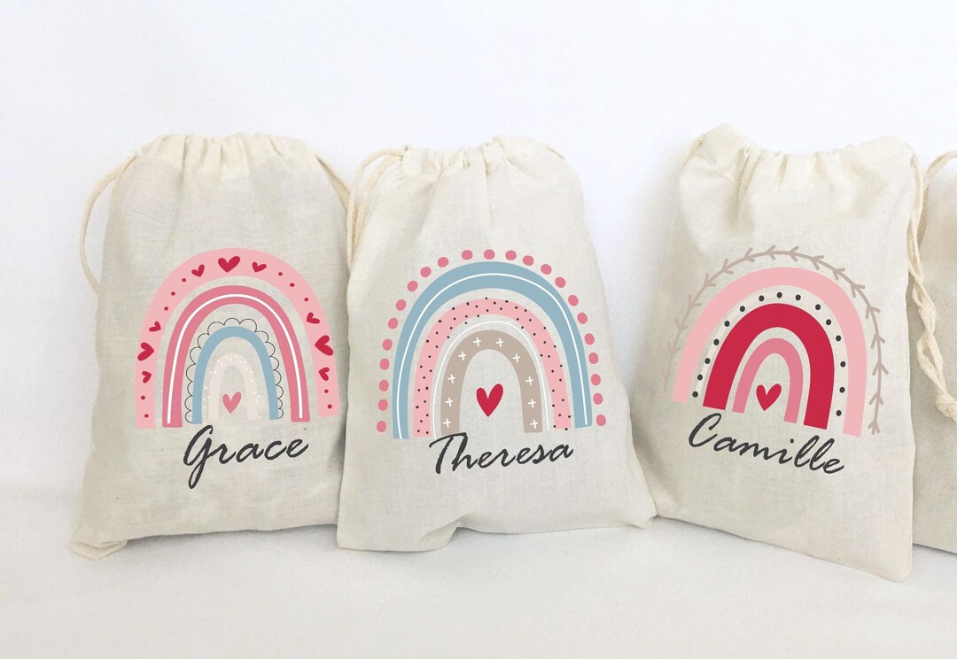 Valentine's Day Favor Bags Rainbow Candy Bags Personalized Party Bags ...