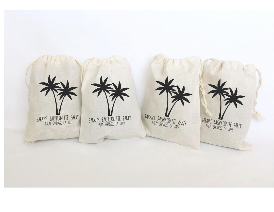 Personalized Palm Tree Favor Bags: Destination Bachelorette Party - Set ...