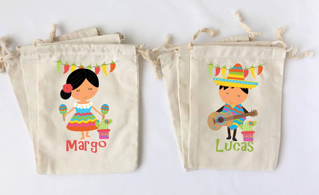 Personalized Fiesta Favor Bags: Cinco De Mayo Cotton Gift Bags - Set of ...