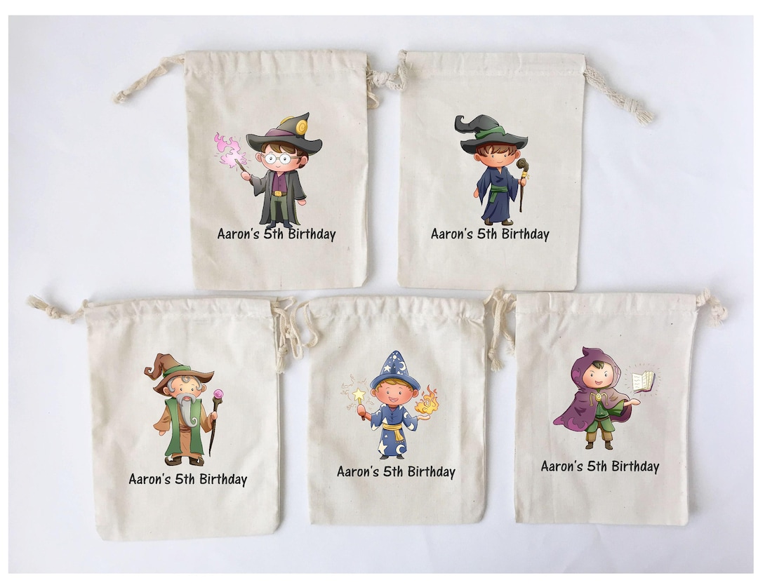 Personalized Wizard Birthday Favor Bags - Set of 5 - Etsy