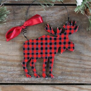 Personalized Christmas Ornament Buffalo Check Moose Ornament - Etsy