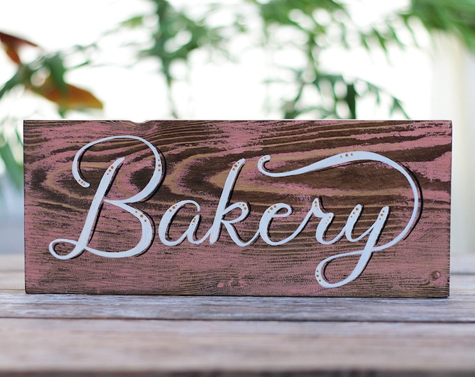Bakery Sign, Custom Painted Wood Sign, Rustic Kitchen Wall Decor ...