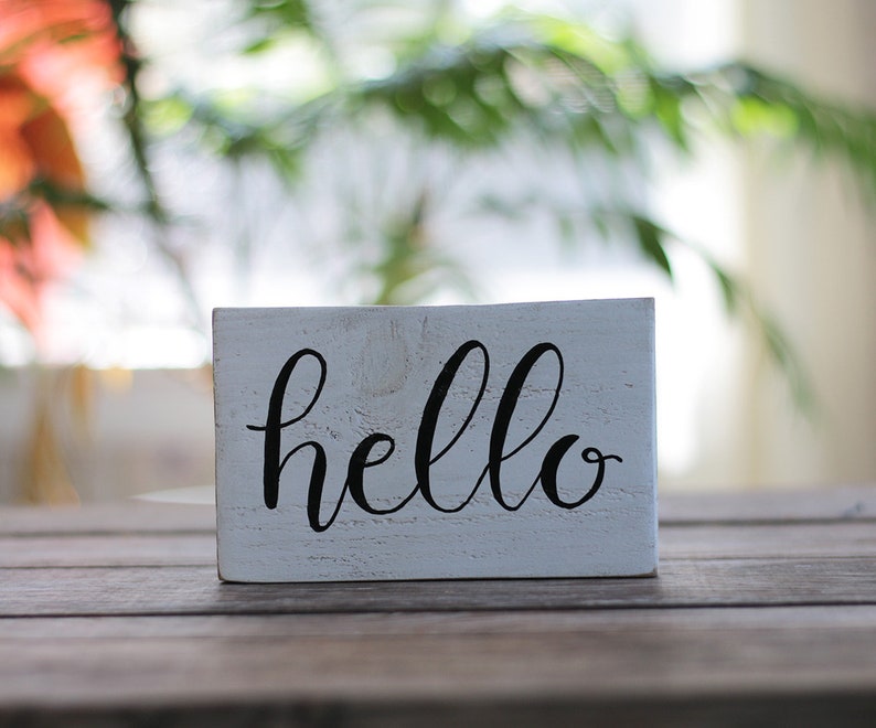 Hello Sign Farmhouse Wall Decor Custom Hand Painted Small - Etsy