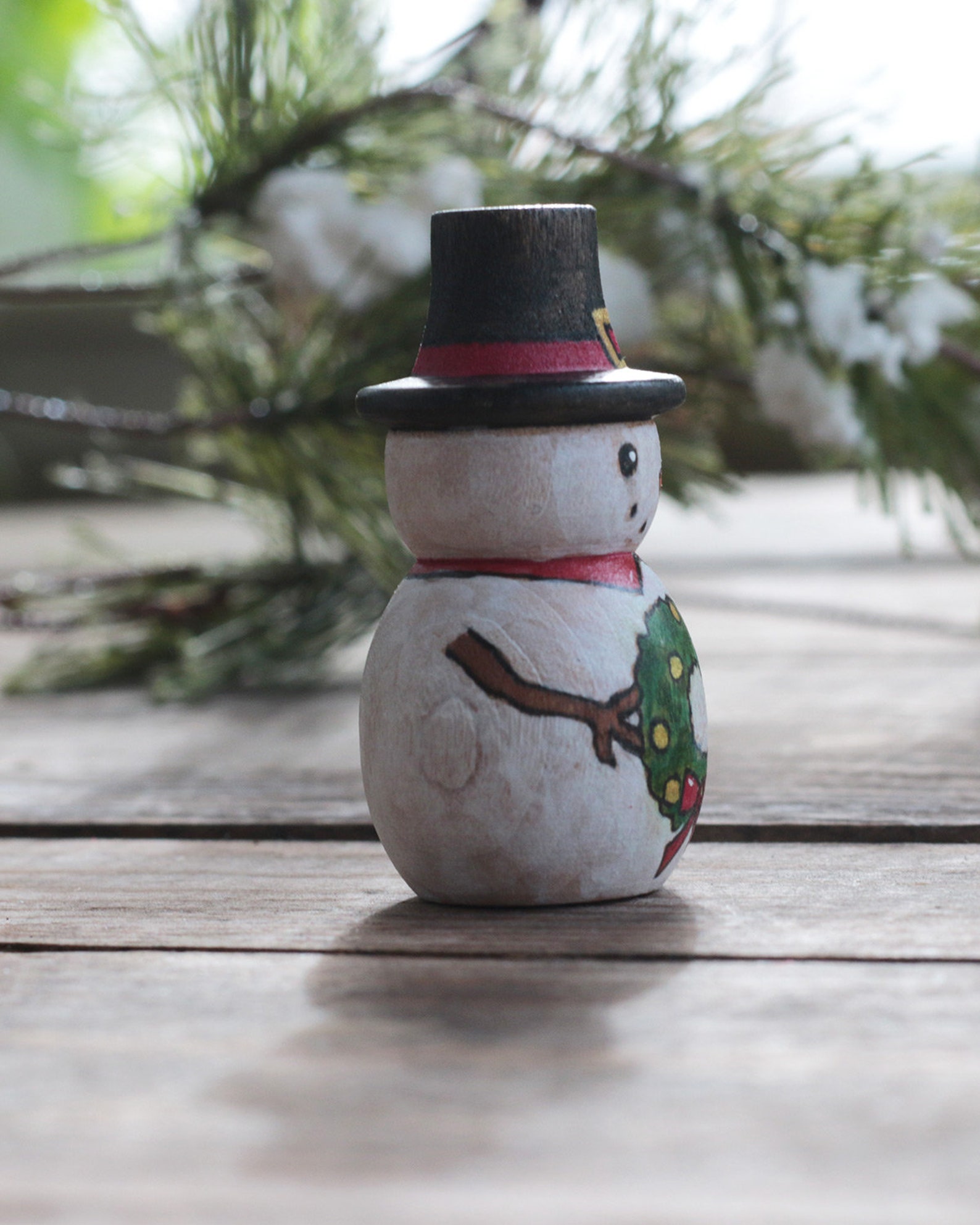 Snowman Peg Doll Christmas Folk Art Doll Tiered Tray Decor - Etsy