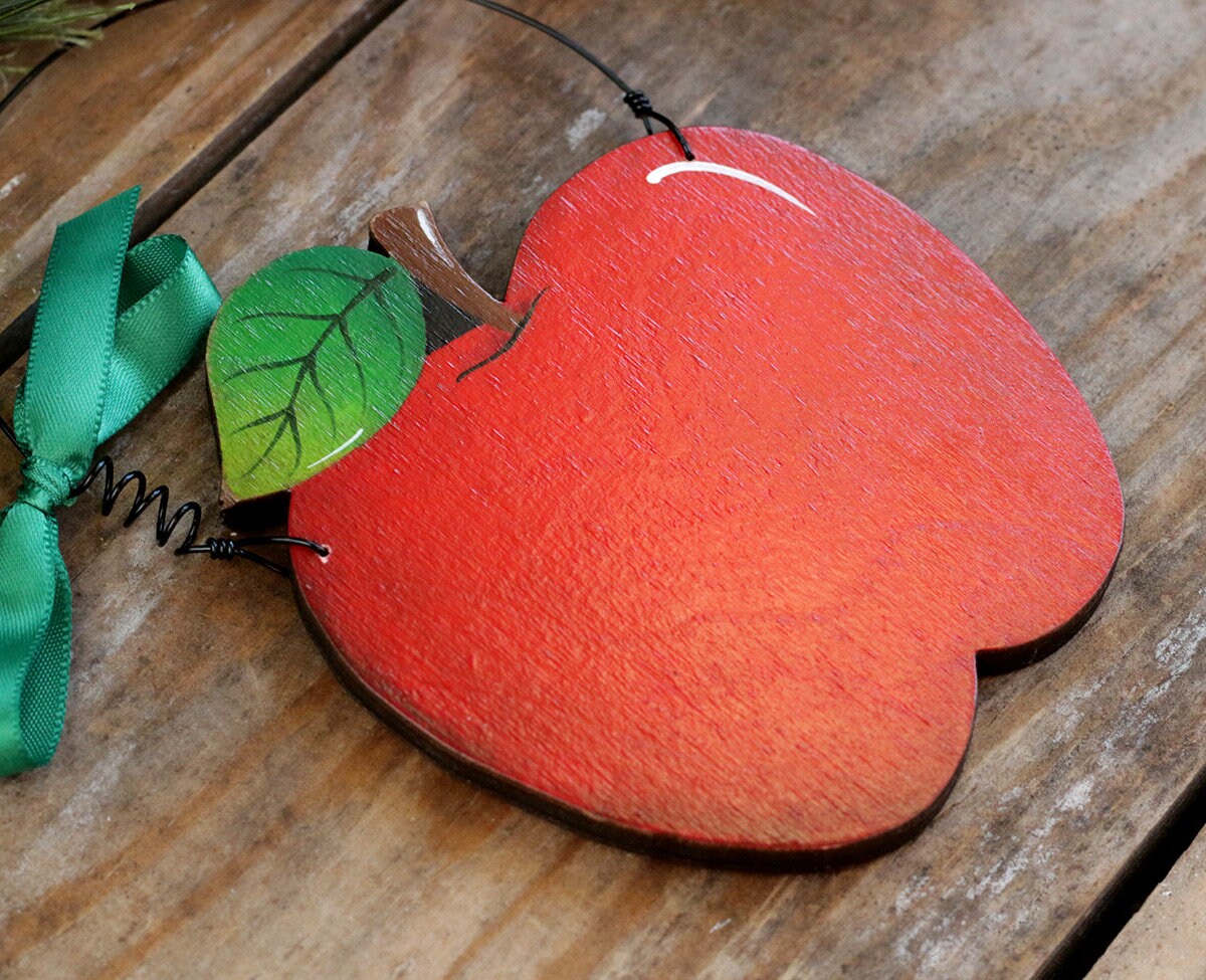 Apple Ornament Custom Painted Ornament Personalized Teacher | Etsy