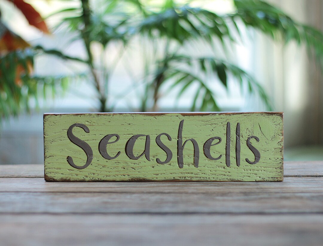 Seashells Wood Sign, Summer Wall Decor, Beach Sign, Hand Painted Wood ...