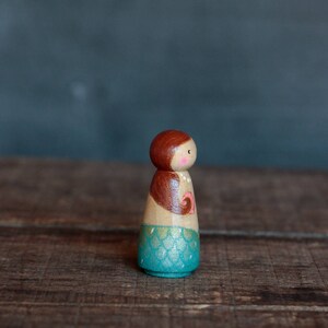 Mermaid Peg Doll, Mermaid Hand Painted Ornament, Mermaid Cake Topper ...