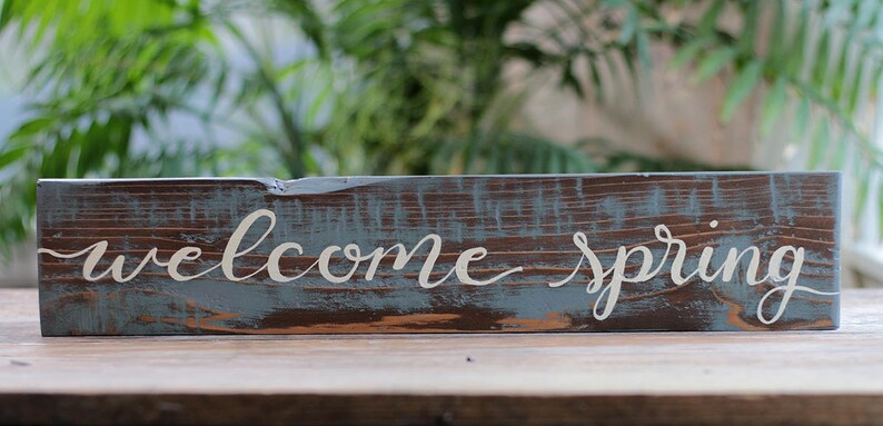 Welcome Spring Sign Custom Primitive Wood Sign Rustic Spring | Etsy