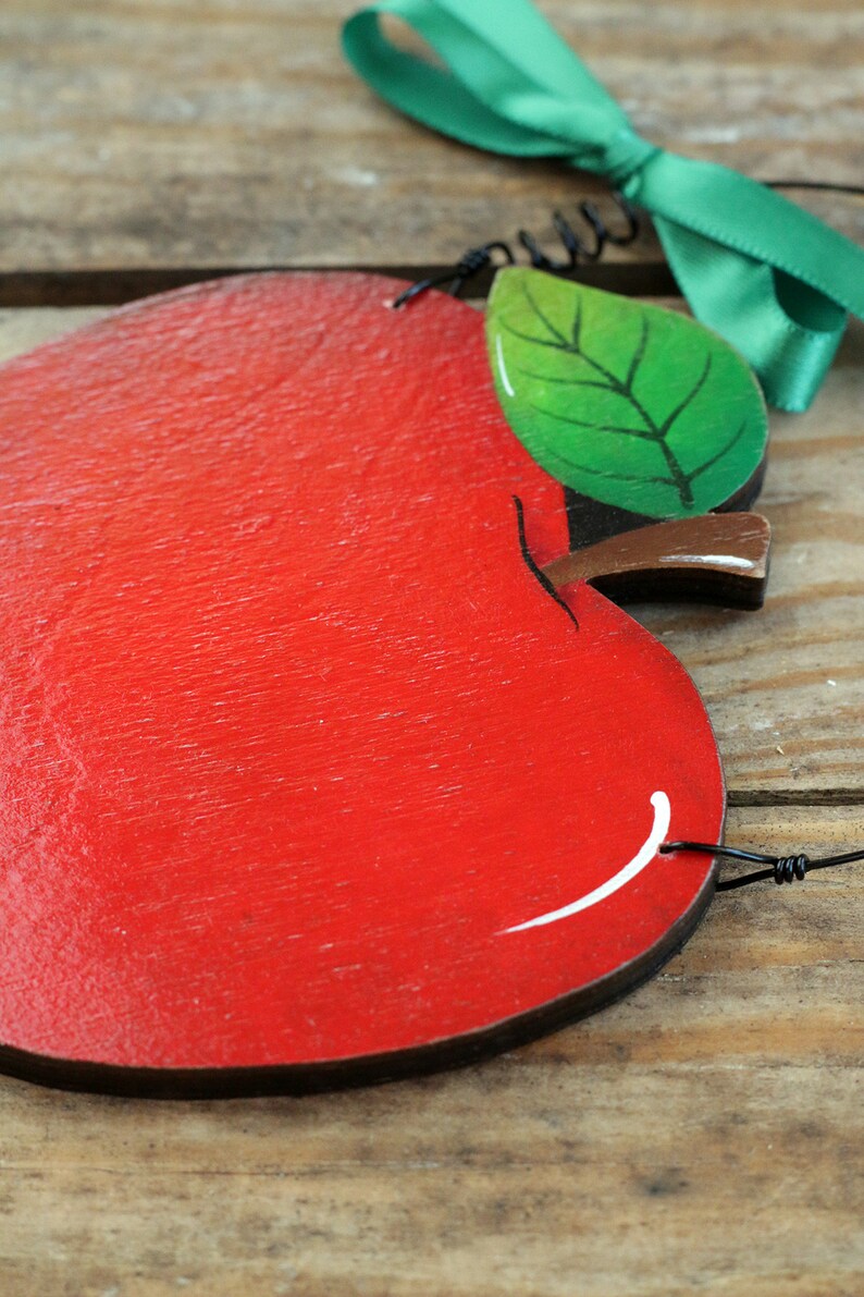 Apple Ornament Custom Painted Ornament Personalized Teacher - Etsy