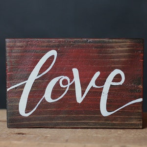 Love Rustic Wood Sign, Valentine's Day Decor, Small Hand Painted Sign ...