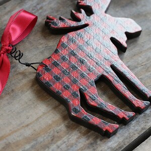 Personalized Christmas Ornament Buffalo Check Moose Ornament - Etsy