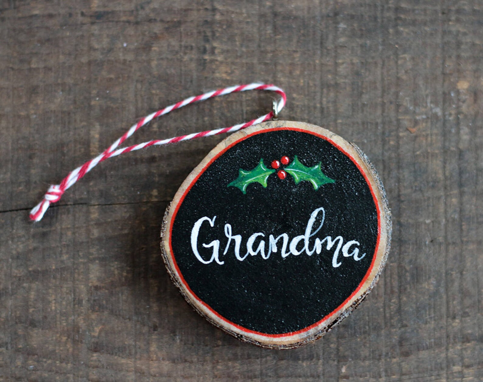 Personalized Grandma Ornament Wood Slice Ornament Custom | Etsy